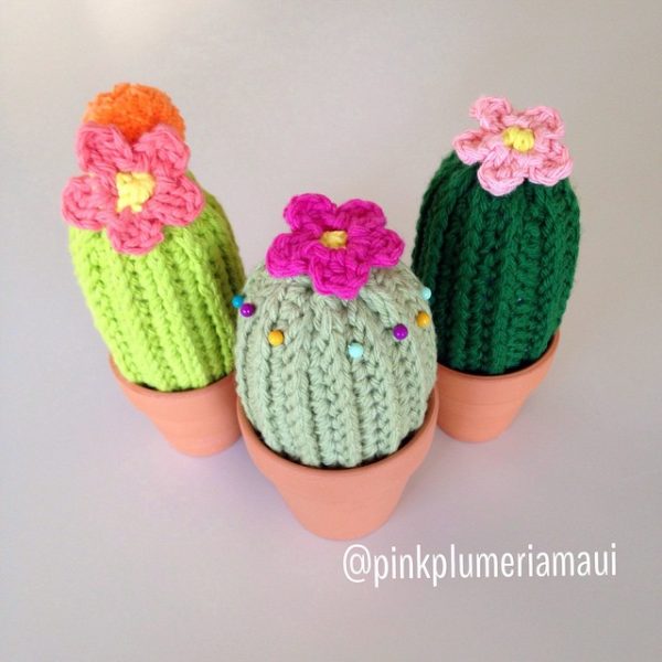 Free Crochet Cactus for a Mini Pot Pattern - Pink Plumeria Maui